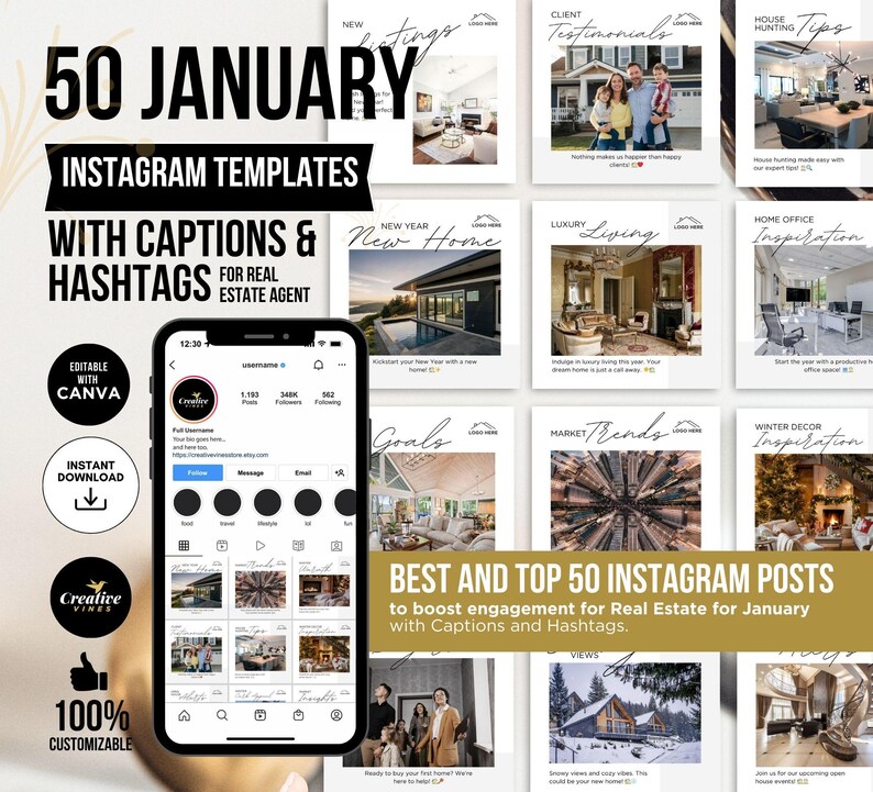 2026 January Real Estate Agent Social Media Posts With Captions and ...