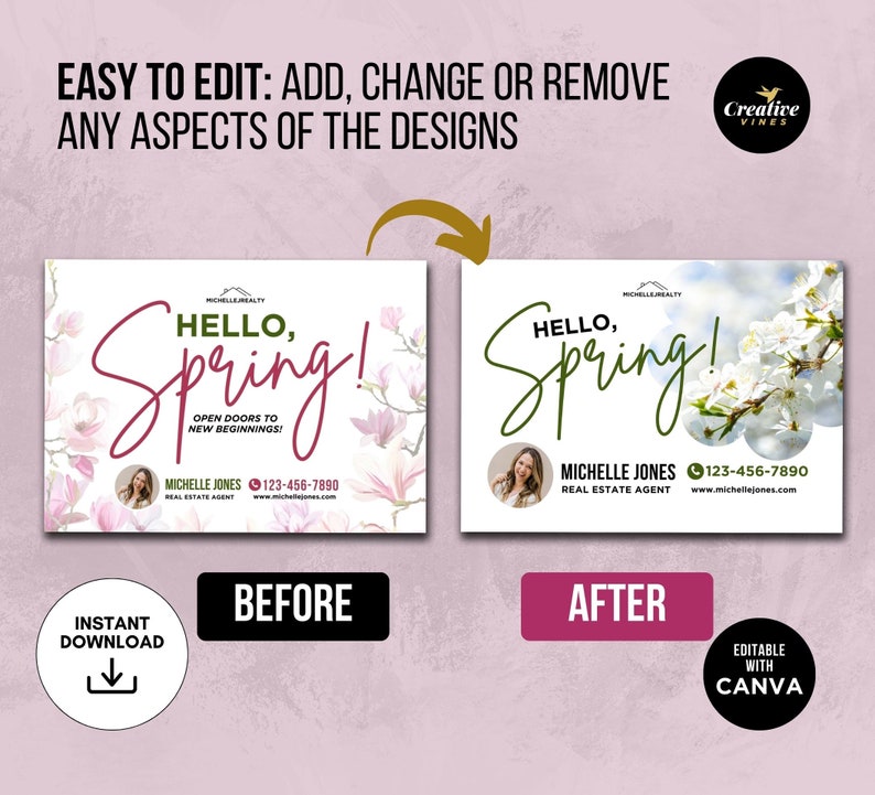 Real Estate Hello Spring Postcard, Realtor Spring Postcard, Spring ...