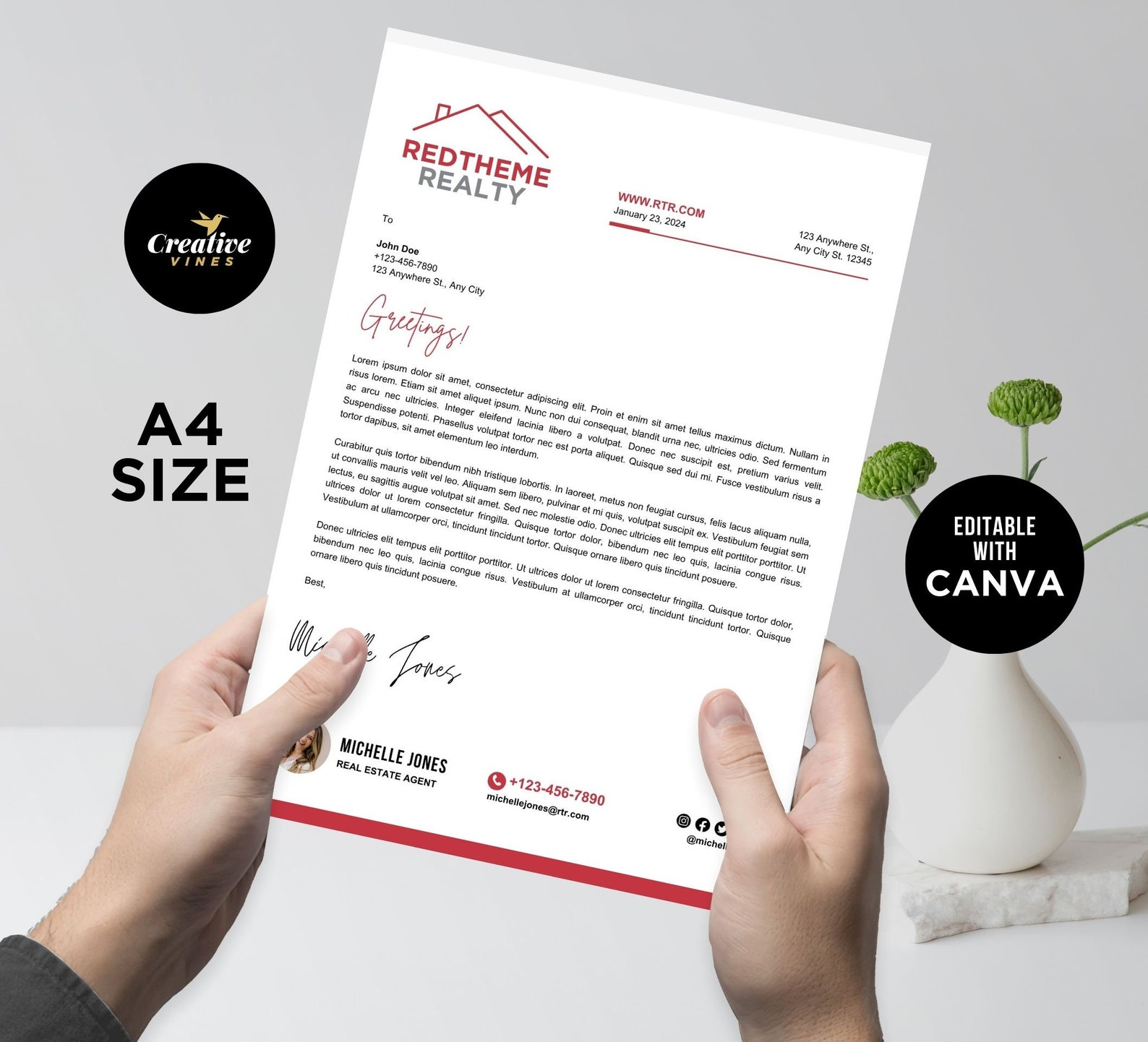 Red Realtor Real Estate Letterhead Bundle Red Realty Real Estate ...