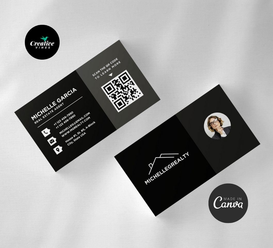 Real Estate Business Card With QR Code, Luxury Real Estate Business ...