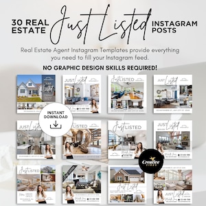 Just Listed Social Media Bundle Real Estate Just Listed Instagram Post ...