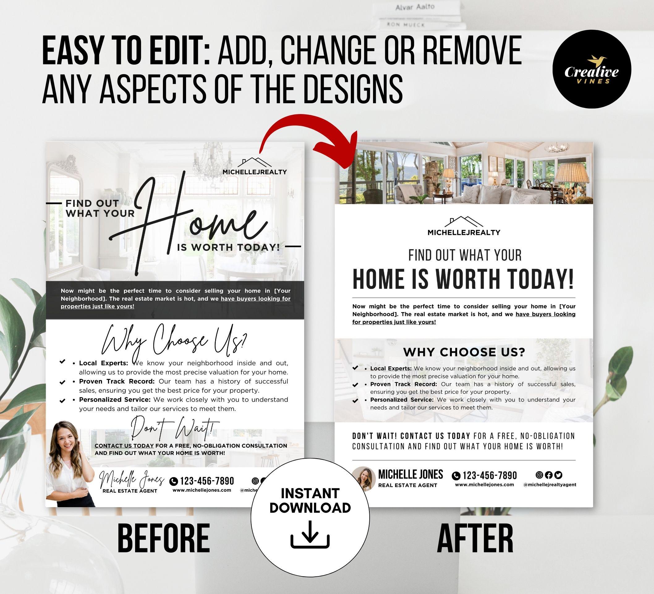 Home Value Flyer Real Estate Canva Template Real Estate Farming Flyer ...