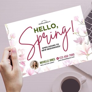 Real Estate Hello Spring Postcard, Realtor Spring Postcard, Spring ...
