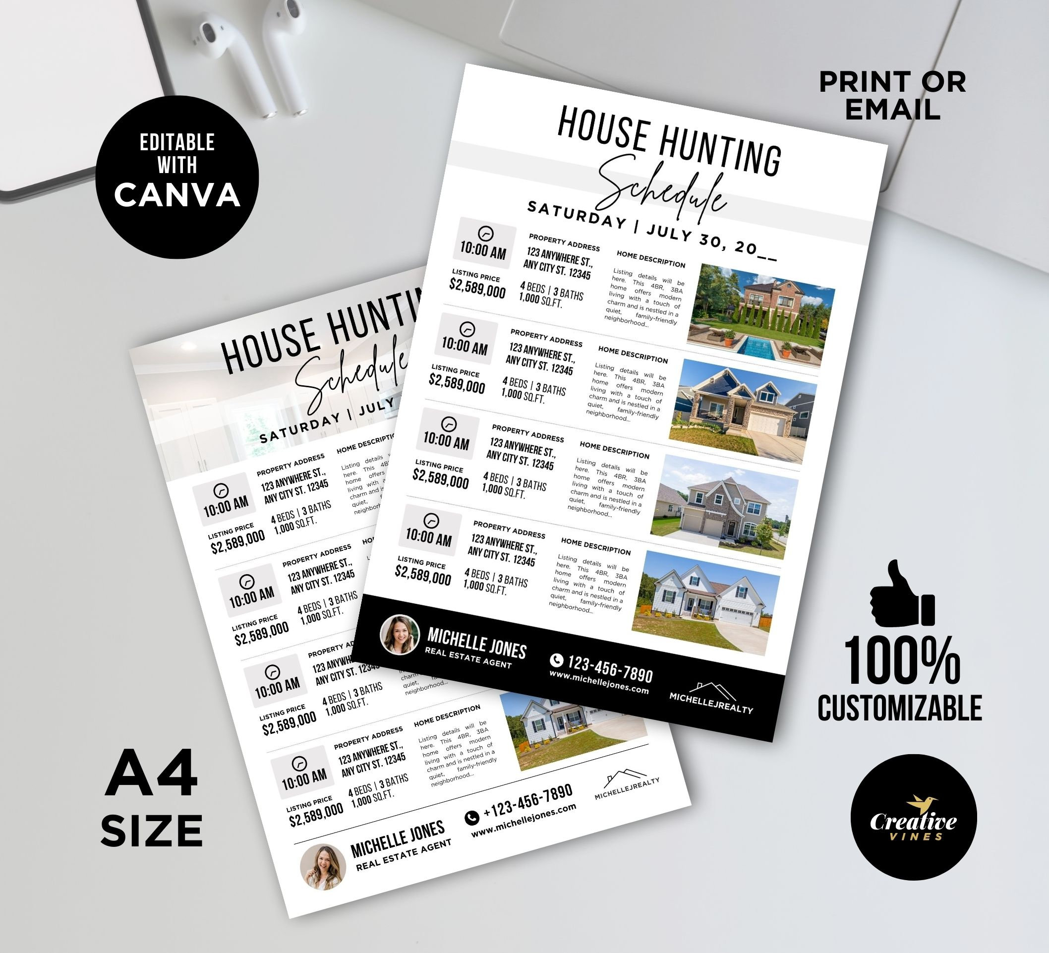 House Hunting Schedule Home Showing Schedule Home Tour Schedule Notes ...