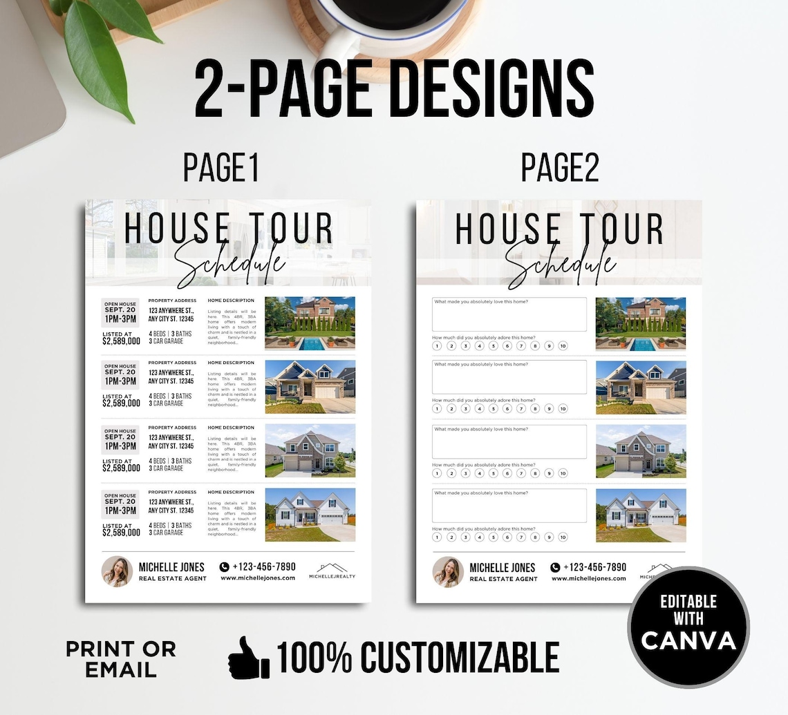 Real Estate Flyer, Home Tour Schedule, Realtor Flyer, Real Estate ...