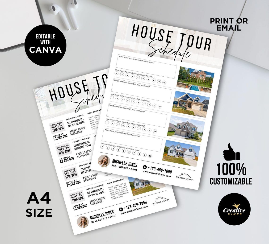 Real Estate Flyer, Home Tour Schedule, Realtor Flyer, Real Estate ...