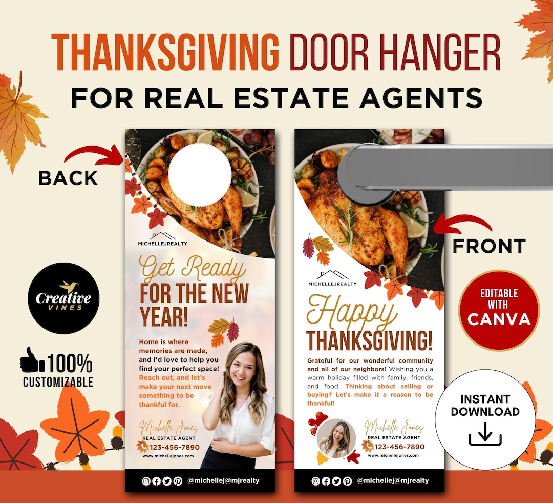 Thanksgiving Real Estate Door Hanger Thanksgiving Real Estate Marketing ...