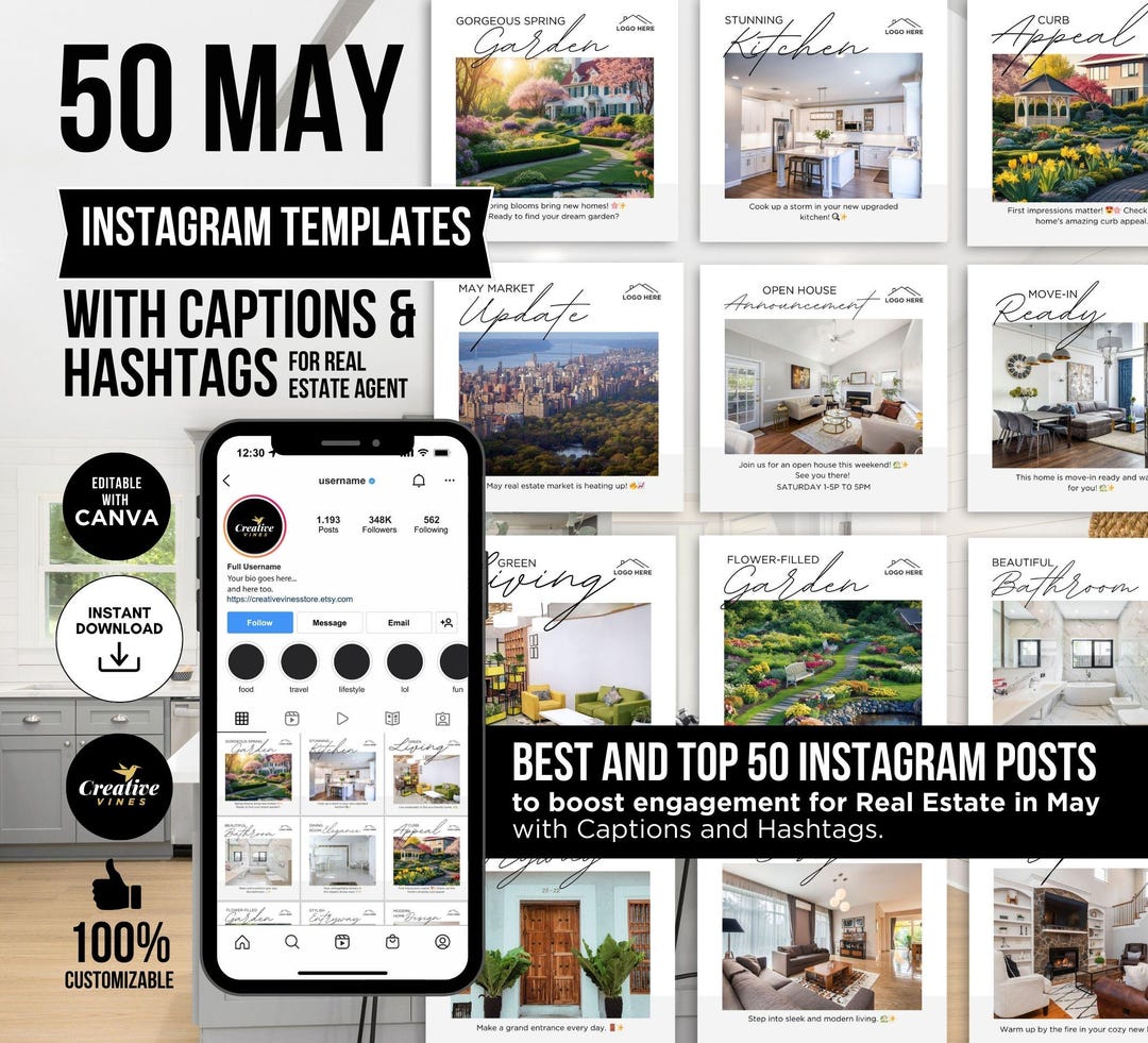 Real Estate May Social Media Posts With Caption and Hashtag Spring Real ...