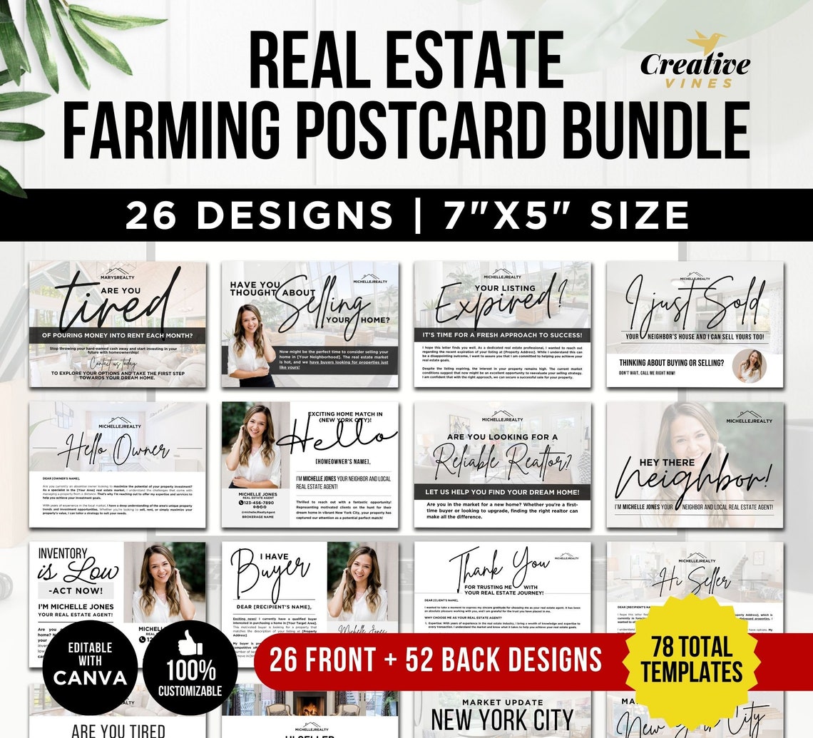 Real Estate Farming Postcard Bundle Prospecting Postcard Bundle Lead ...
