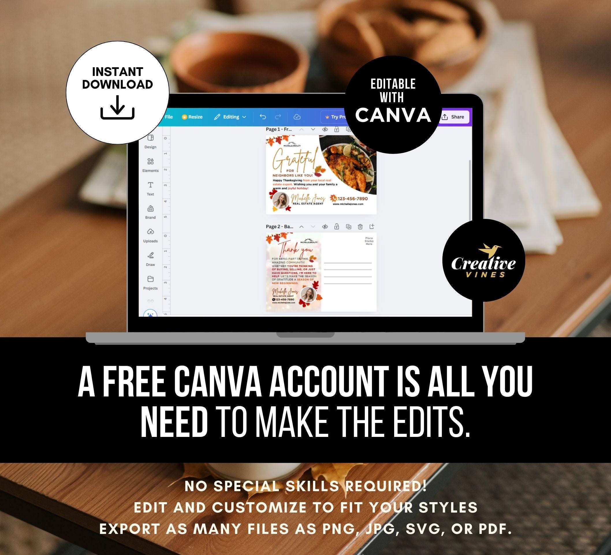 Happy Thanksgiving Postcard Template Postcard Thanksgiving Real Estate ...