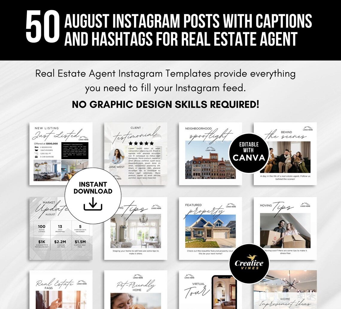 August Real Estate Agent Social Media Posts, Real Estate Instagram Post ...