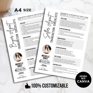 Seller and Buyer Agent Transaction Checklists Real Estate Marketing ...