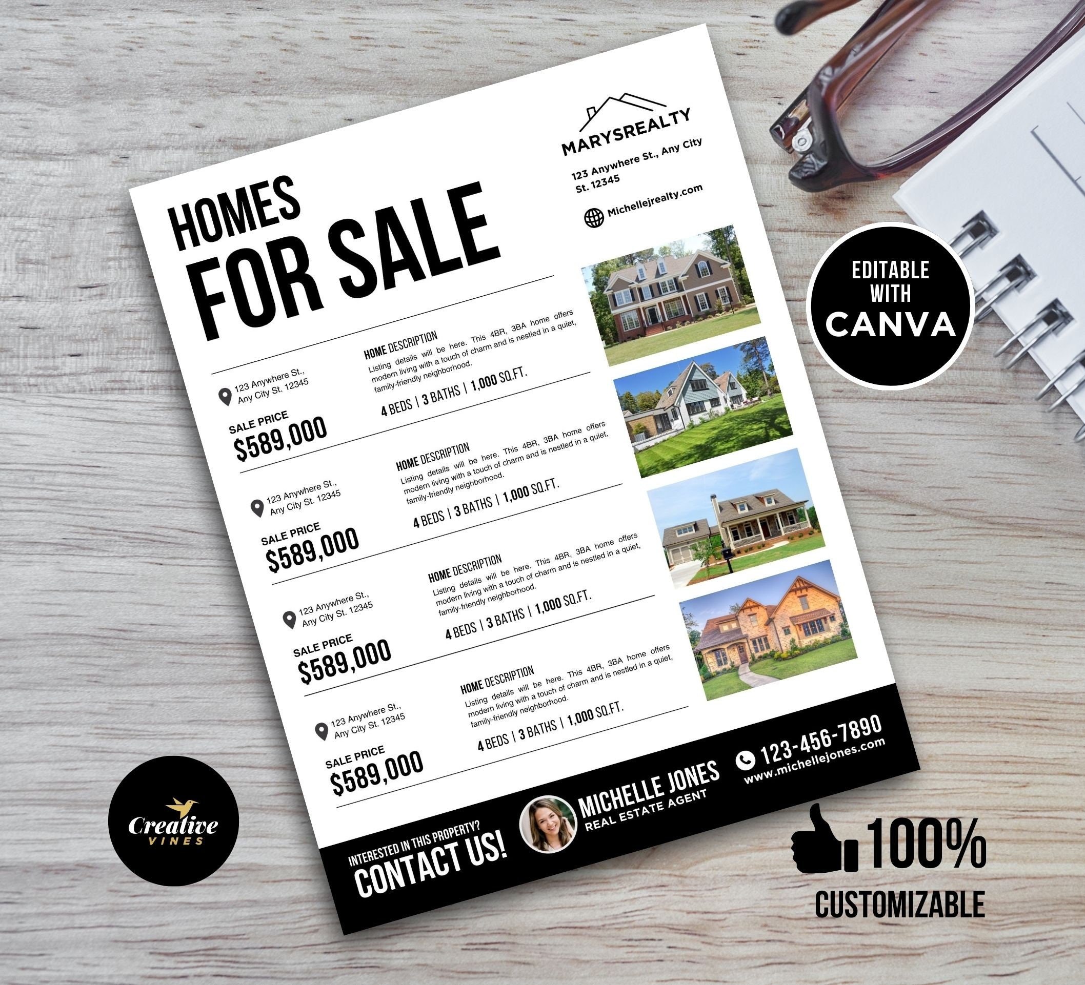 Real Estate Multiple Listing Flyer Bundle Homes for Sale Flyer New ...