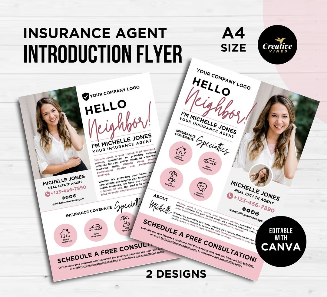 Insurance Agent Introduction Flyer Template, Insurance Agent ...