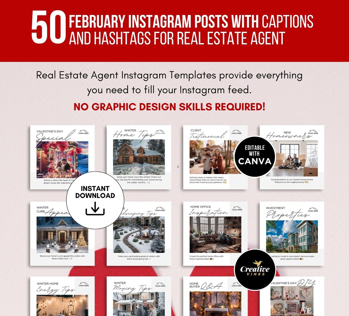 2026 February Real Estate Agent Social Media Posts With Captions and ...