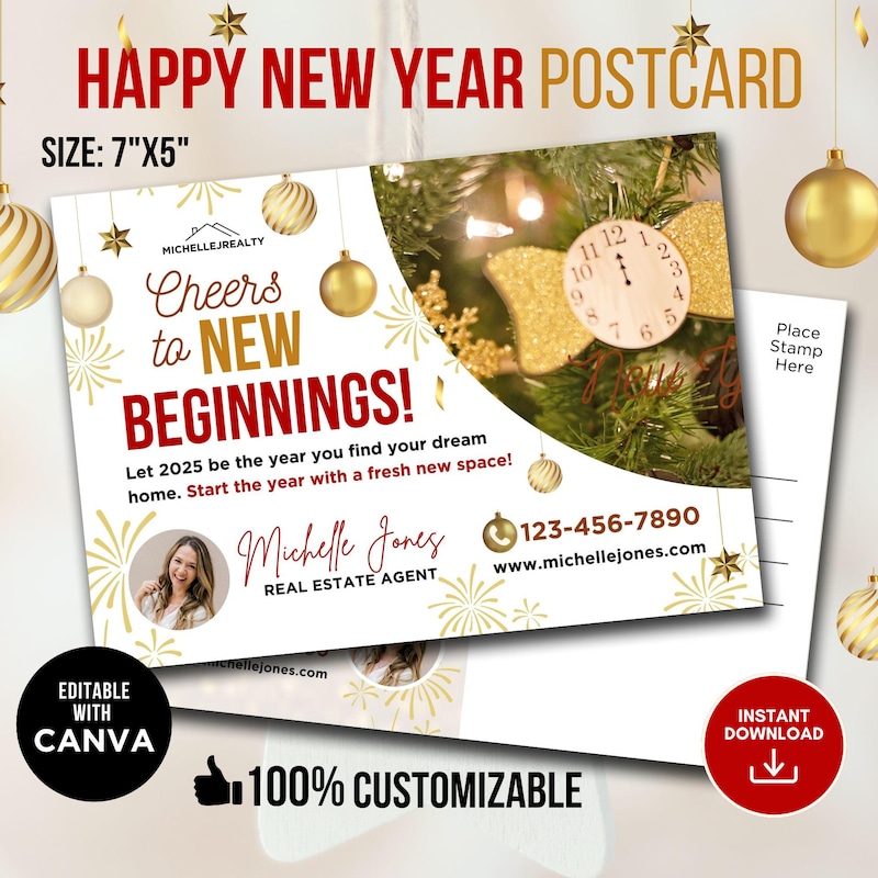 New Year Postcard - Etsy