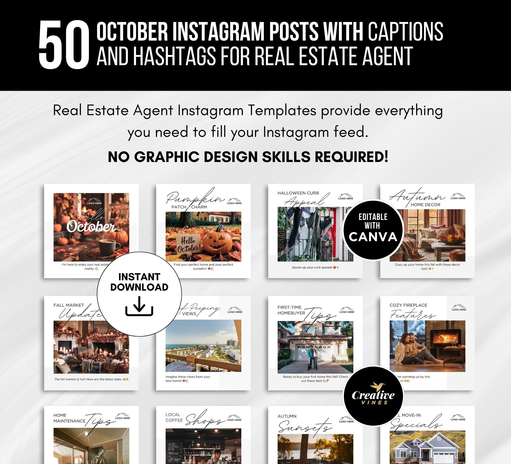 Real Estate October Instagram Posts With Captions and Hashtags Real ...
