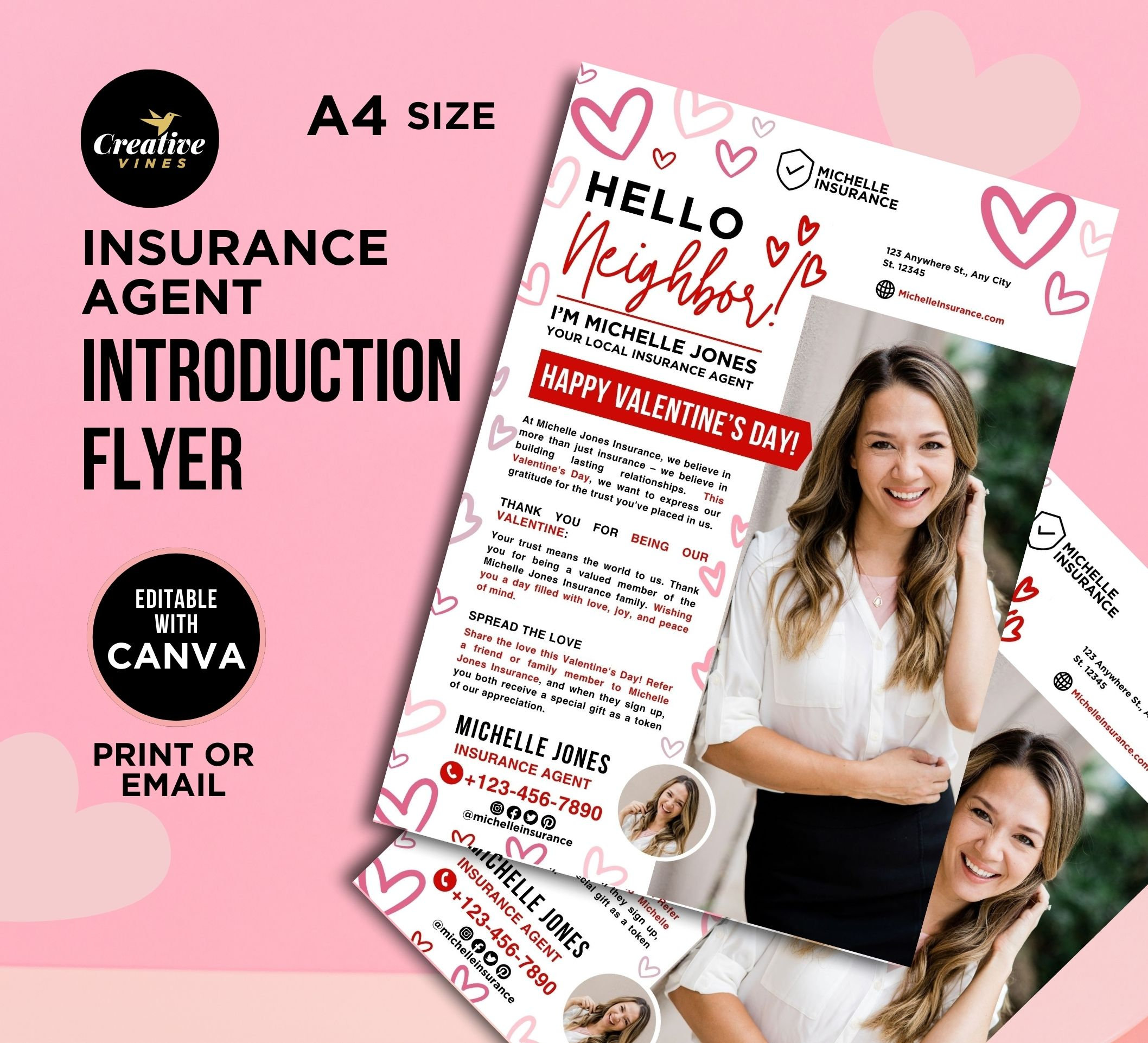 Valentines Day Insurance Agent Introduction Flyer, February Valentines ...
