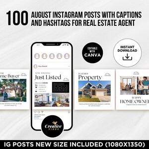 August Real Estate Templates, August Realtor Social Media Posts Real ...