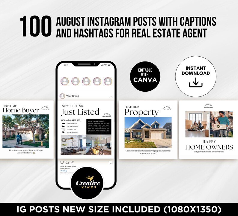 August Real Estate Templates, August Realtor Social Media Posts Real ...