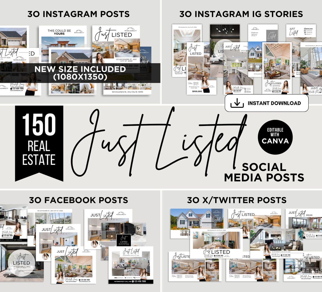 Just Listed Instagram Posts Social Media Bundle Just Listed Instagram ...