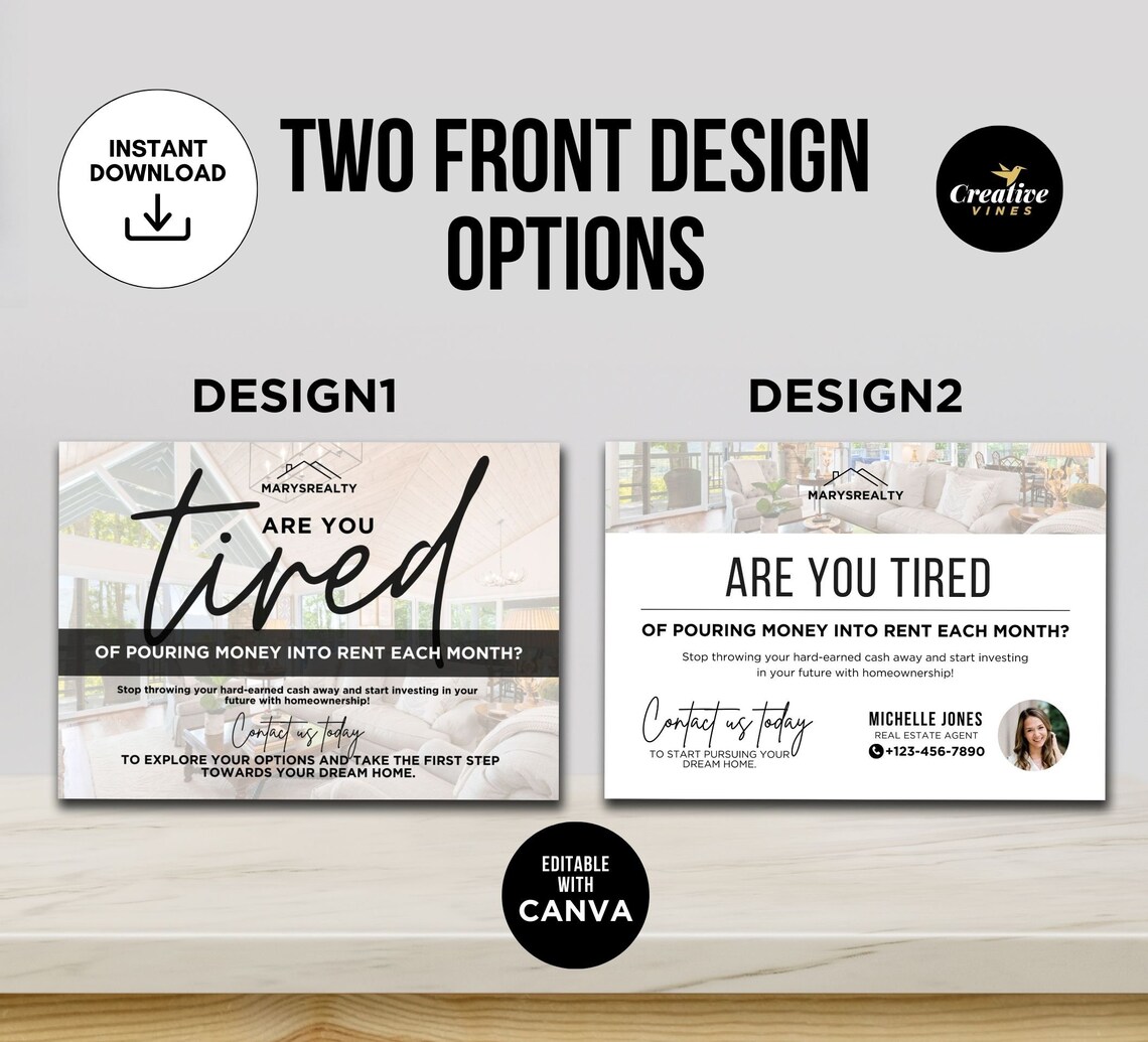 Tired of Renting Postcard, Real Estate Farming Postcard, Real Estate ...