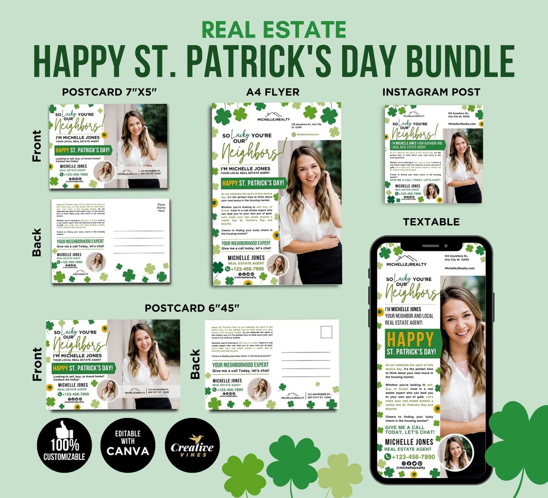 St Patricks Day Real Estate Bundle Lucky St Patricks Day March Real ...