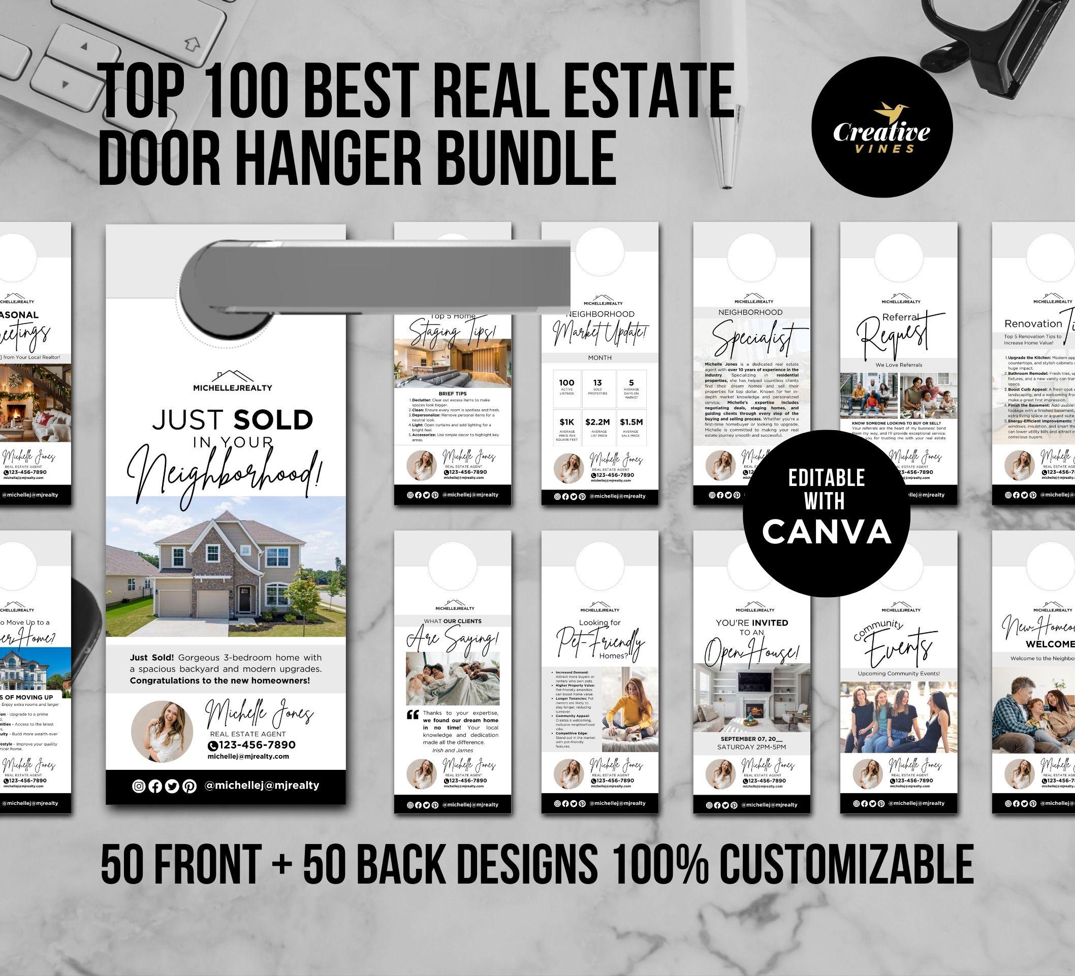Real Estate Door Hanger Bundle, Realtor Door Knocking, Modern Real ...