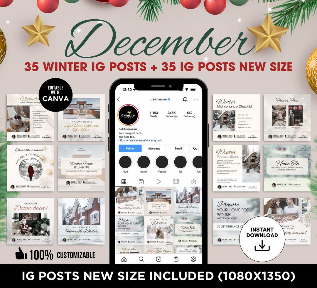 2026 December Real Estate Instagram Posts Winter Instagram Posts ...