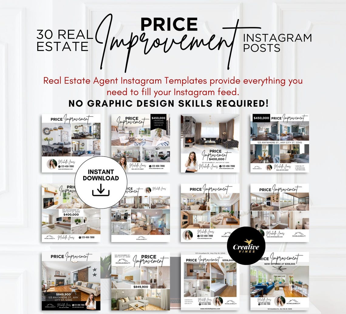 120 Price Improvement Social Media Posts Real Estate Price Reduction ...