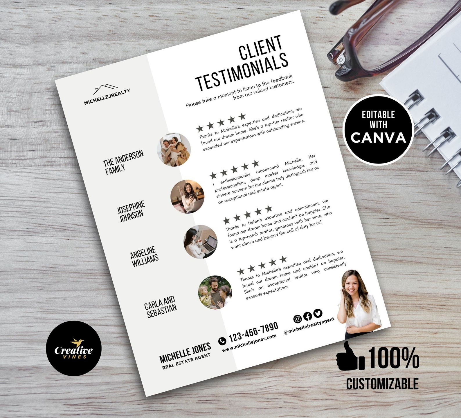 Real Estate Testimonial Flyer Realtor Testimonial Realtor Client Review ...
