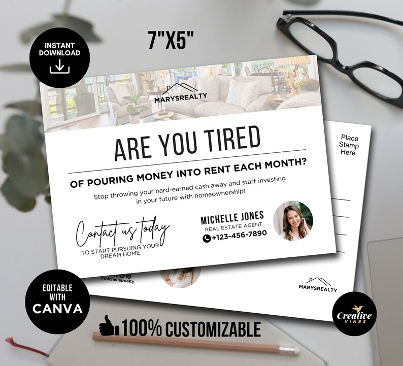 Tired of Renting Postcard, Real Estate Farming Postcard, Real Estate ...