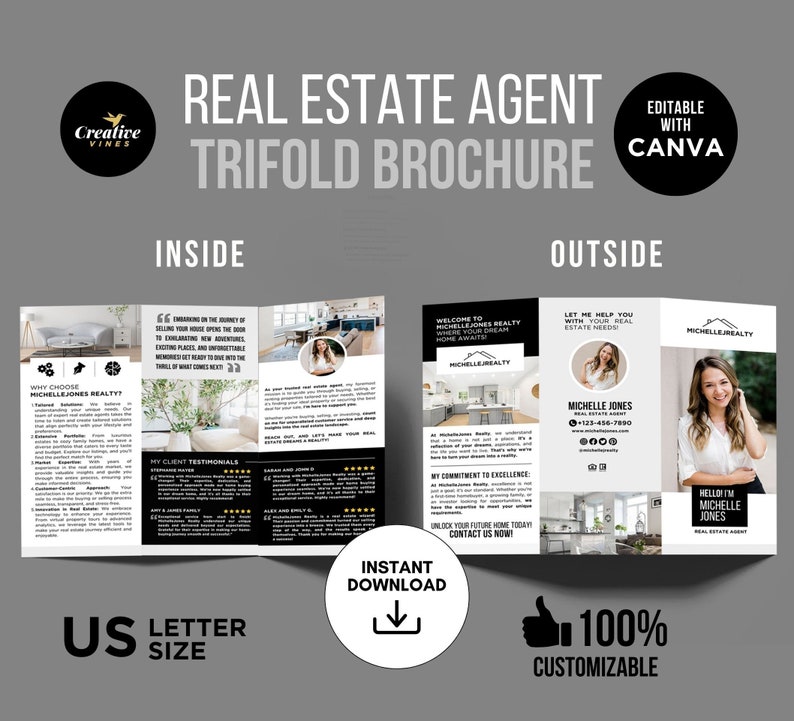 Real Estate Agent Introduction Brochure Real Estate Agent Trifold ...