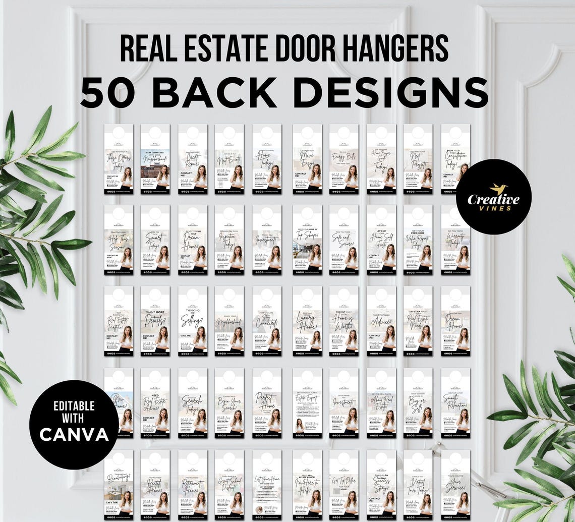Real Estate Door Hanger Bundle, Realtor Door Knocking, Modern Real ...