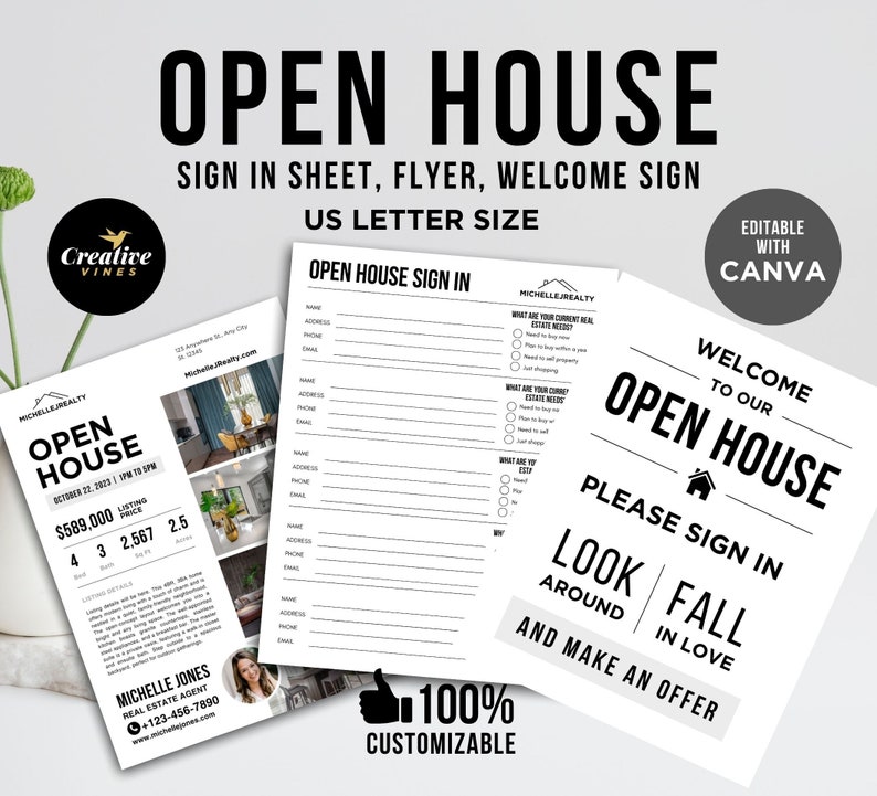 Open House Sign in Sheet Open House Welcome Sign Open House Flyer, Open ...