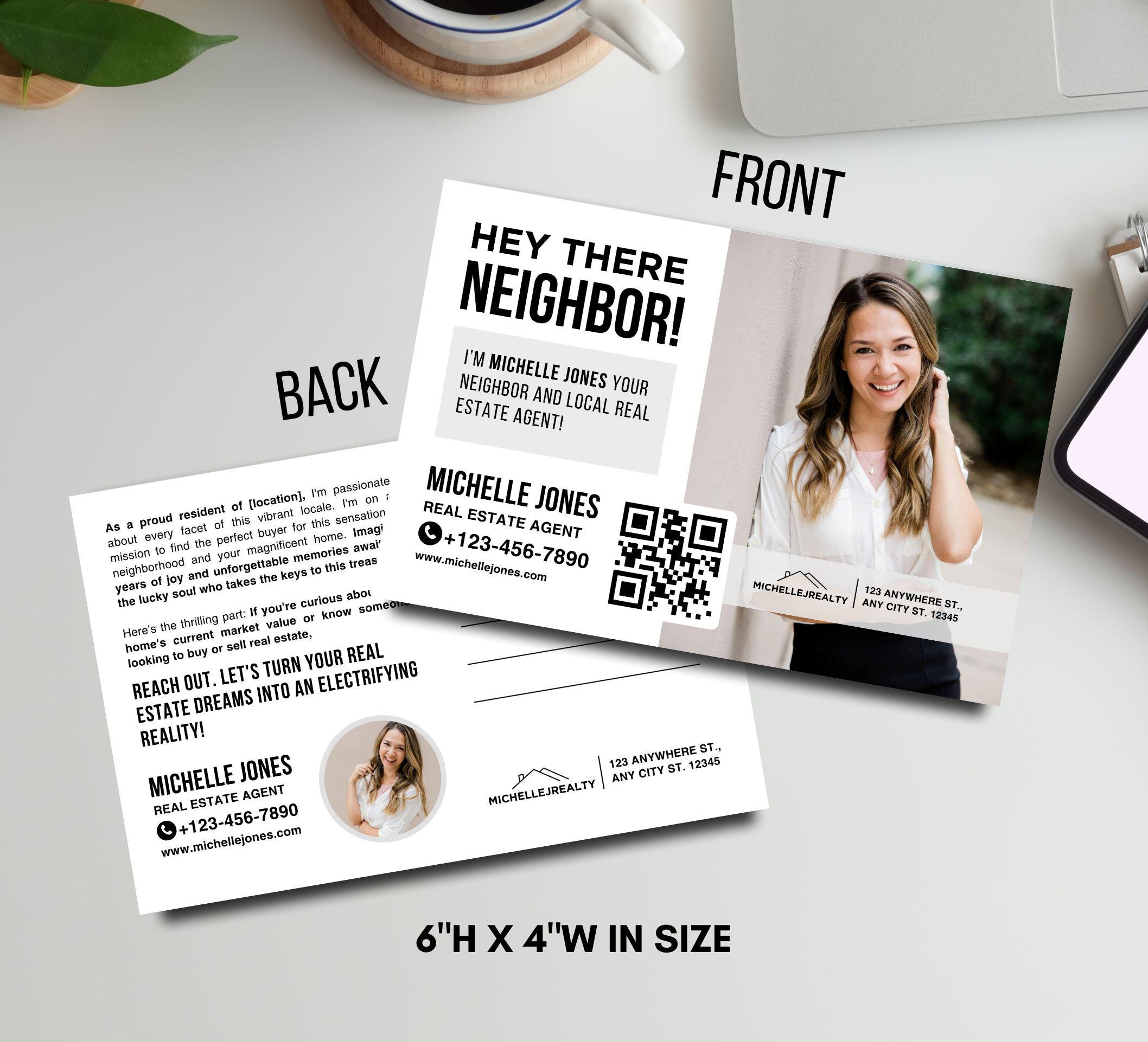 Hello Neighbor Postcard With QR Code Real Estate Postcard, Hey Neighbor ...