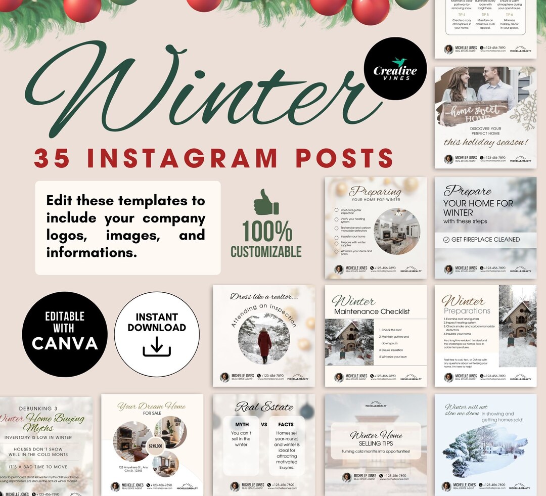 December Instagram Posts for Real Estate Agent Christmas Instagram ...