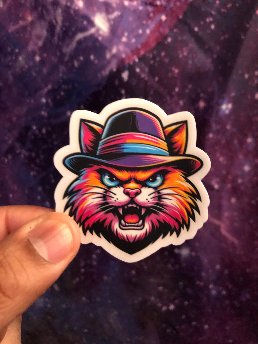Angry Cat Sticker- High Quality Matt Vinyl and Waterproof - for Laptop ...