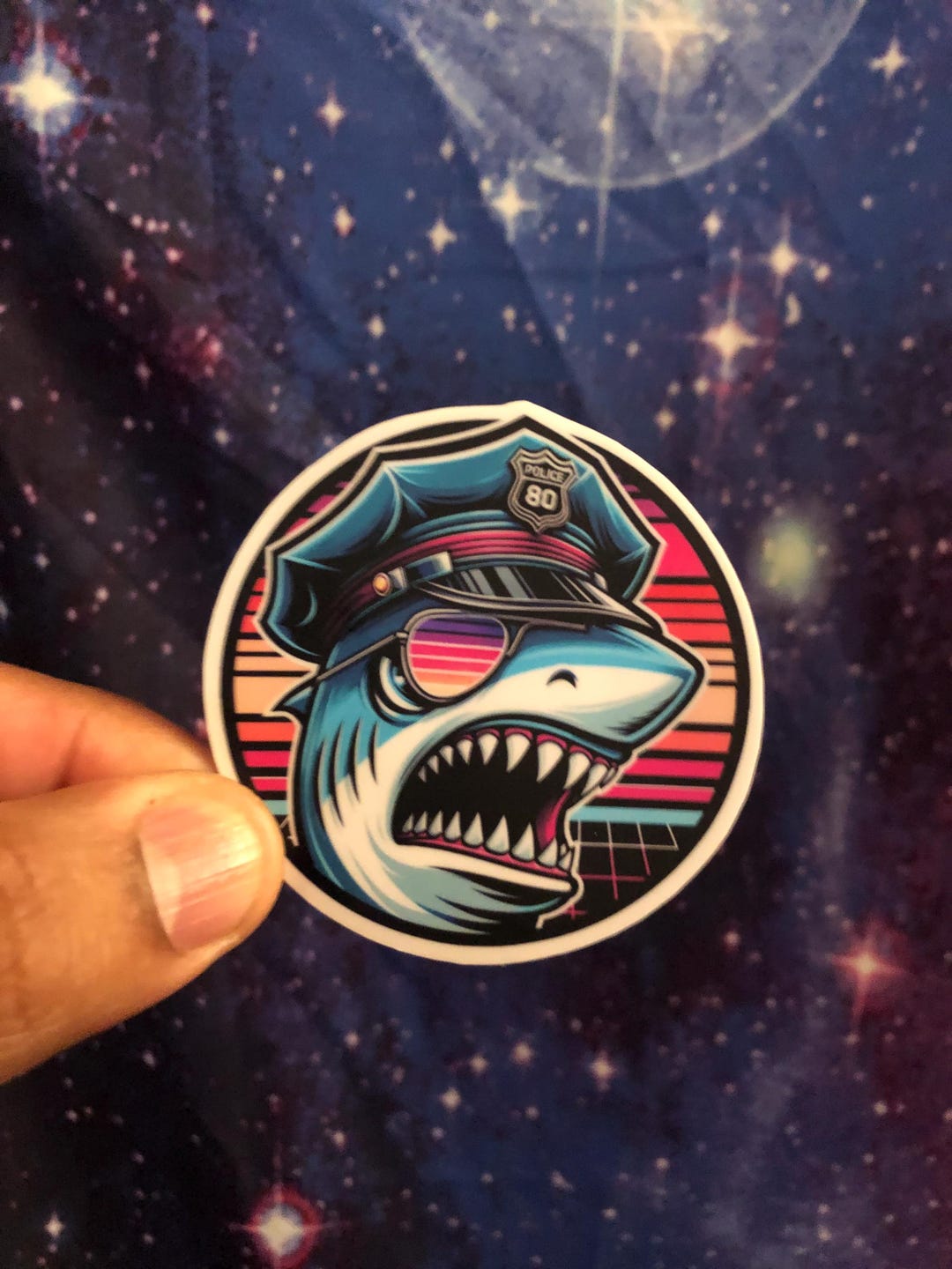 Angry Shark Cop Sticker- High Quality Matt Vinyl and Waterproof - for ...