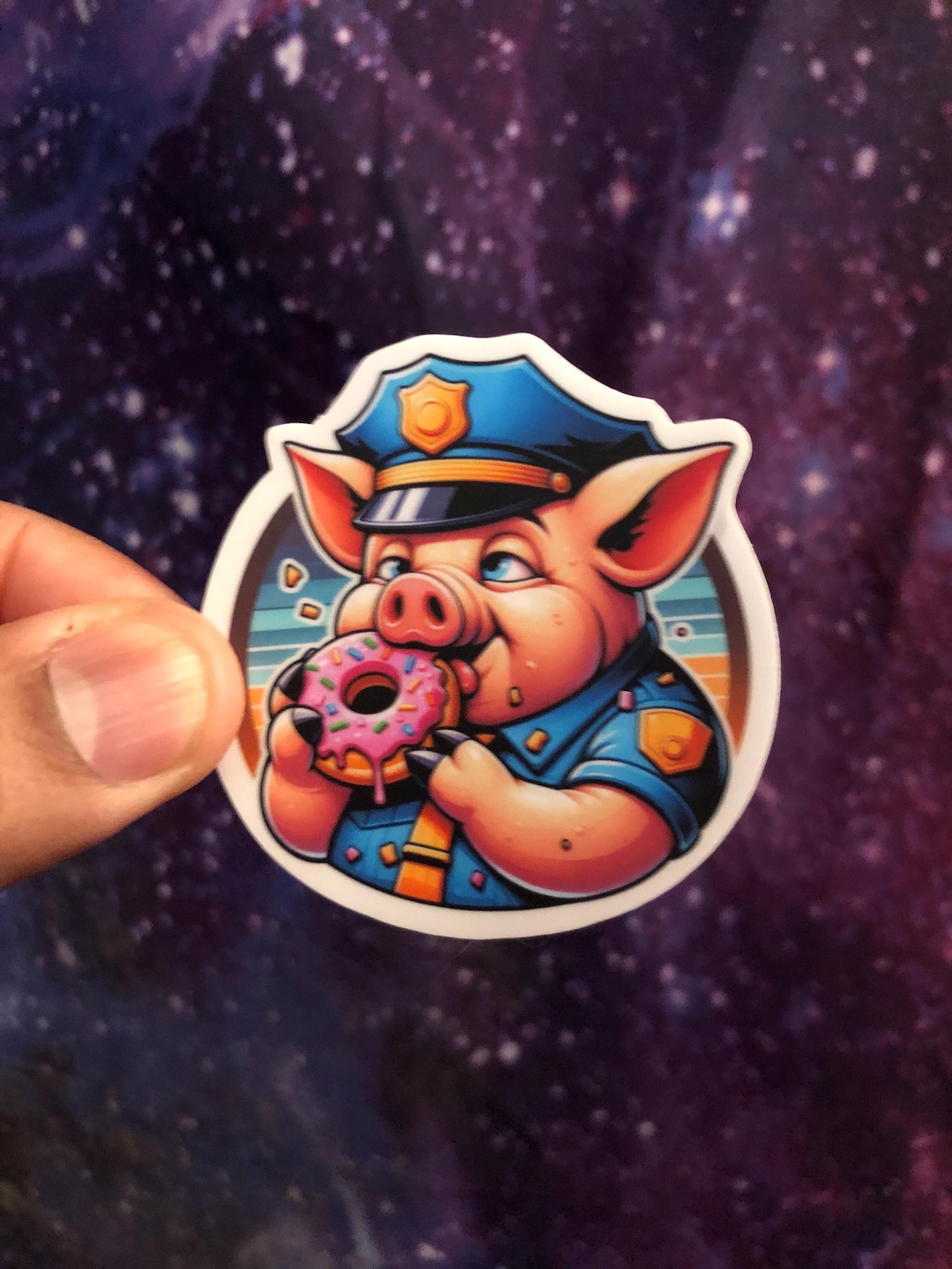 Pig Eating Donut Sticker- High Quality Matt Vinyl and Waterproof - for ...