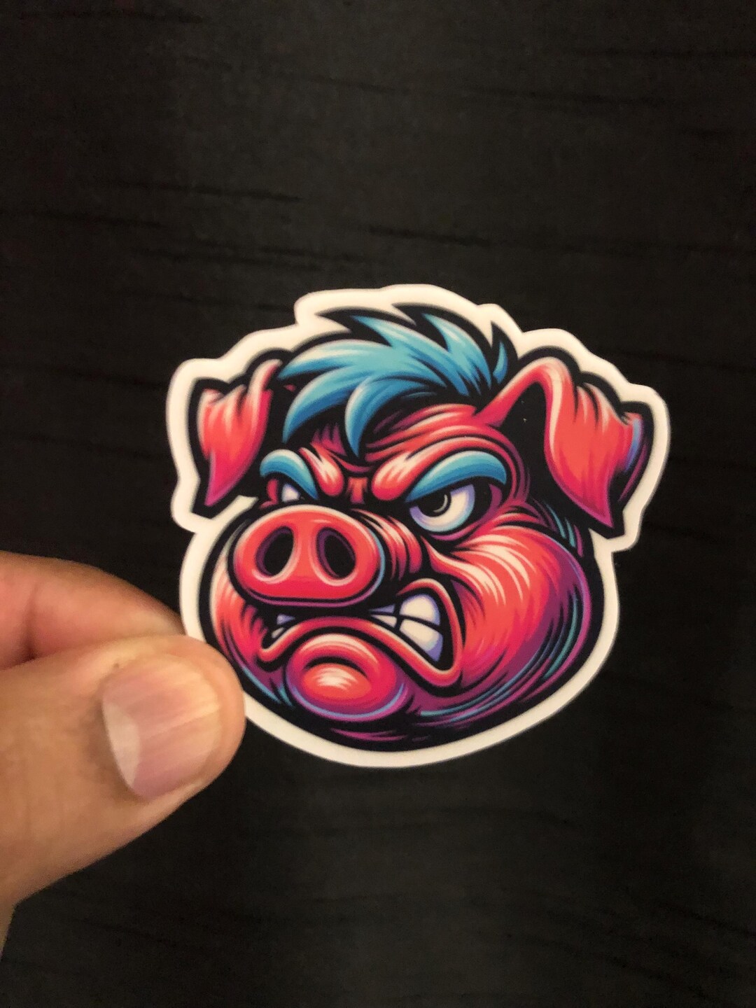 Angry Crazy Pig Sticker- High Quality Matt Vinyl and Waterproof - for ...