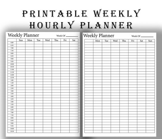 Editable Weekly Schedule Half Hour Weekly Schedule Weekly - Etsy