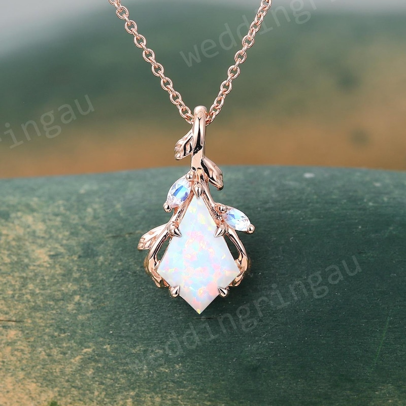 Moonstone & Opal Necklace - Etsy