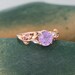 Firework Cut Lavender Amethyst Ring Vintage Rose Gold Leaf Engagement ...