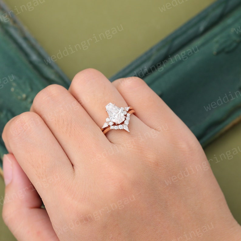 Coffin Shaped Unique Engagement Ring Moissanite Engagement Etsy