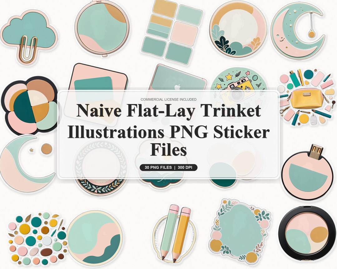 70 Whimsical Trinket Illustrations: PNG Sticker Files (digital Download ...