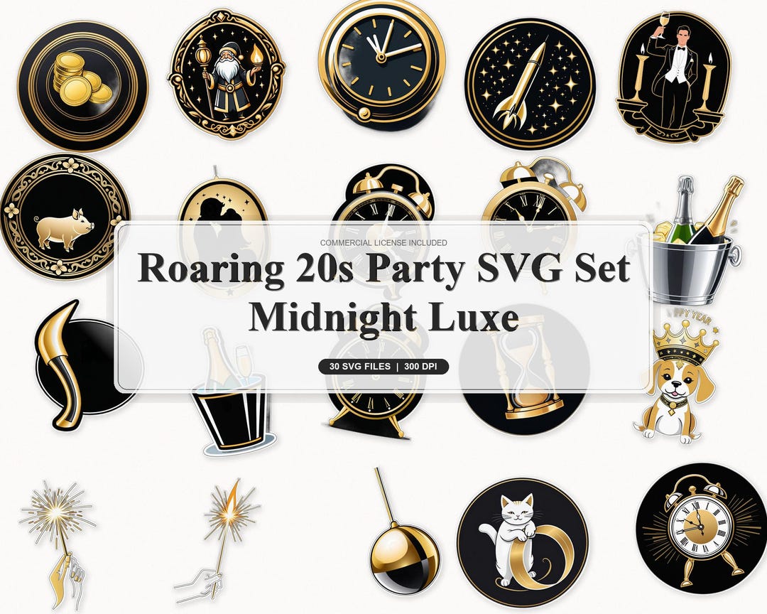 50 SVG Vector Files Roaring 20s SVG Bundle: Art Deco Glam - Metallic ...