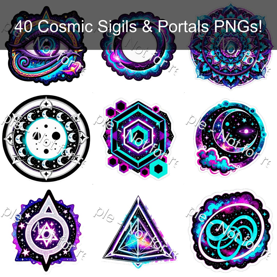 PACK #4 - 40+ Cosmic Sigils, Portals Clipart – Space Glyphs, Magic ...