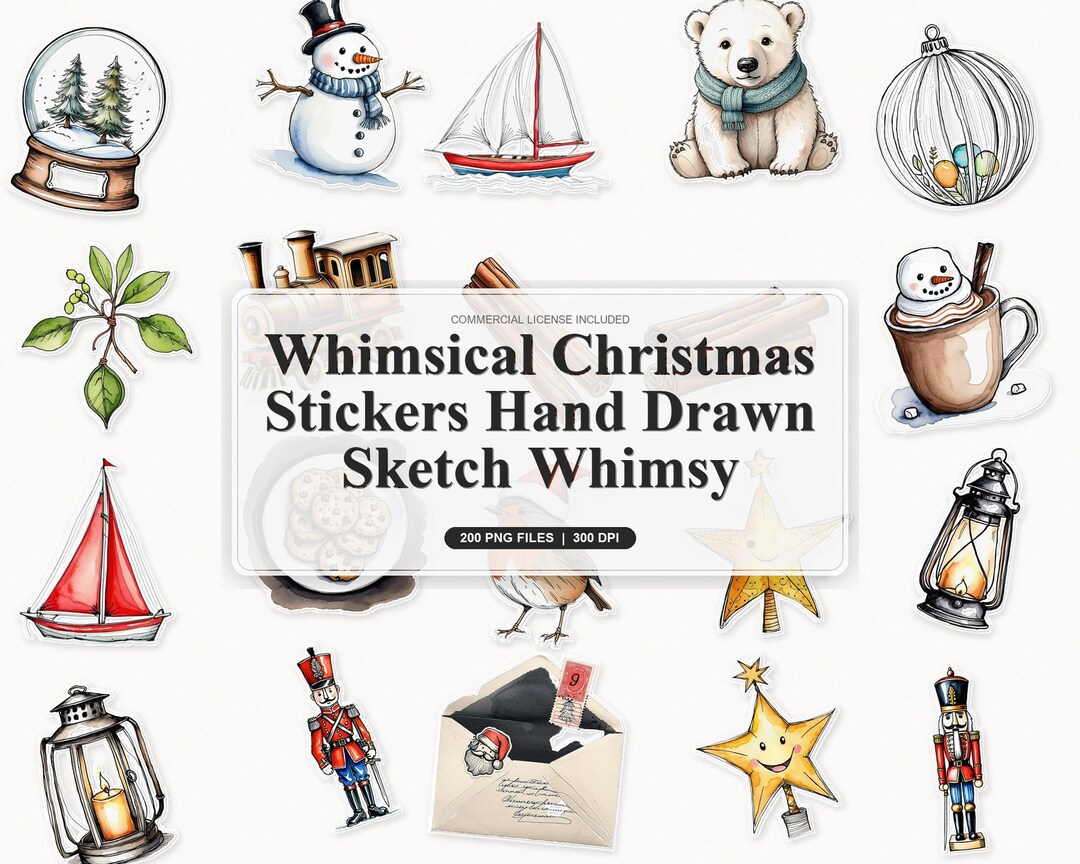 Christmas Sticker Collection: Hand Drawn Sketches (200 PNG Files) - Etsy