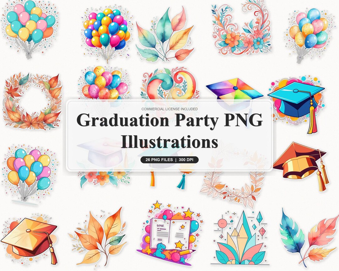 25 Graduation Party PNG Illustrations | Cheerful Design Elements PNG ...